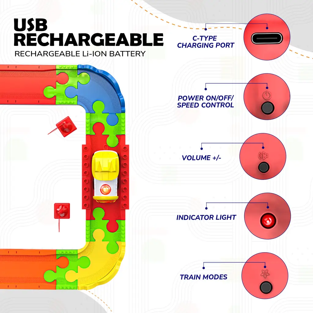 Block Rider Train Set Toy Track Layouts, Colorful & Multiple Track ...