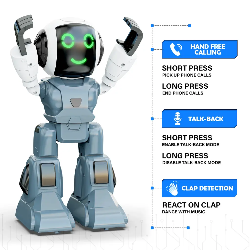 Moonwalker Walking and Talking Robot - In-Built Bluetooth Speaker, Clap Detection, Rechargeable ...